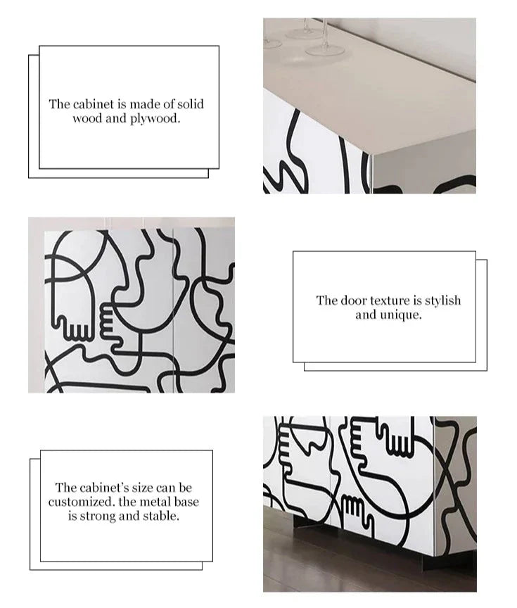 Hulmara Cabinet | Abstract Line Art Cabinet | Black & White Avant-Garde ...