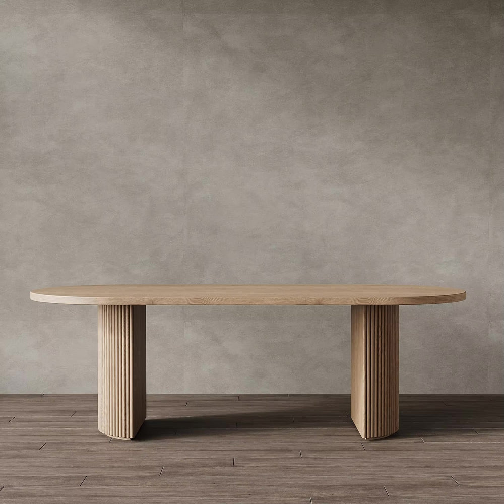 Modern Oak Dining Table | Minimalist Oval Wood Table with Fluted ...