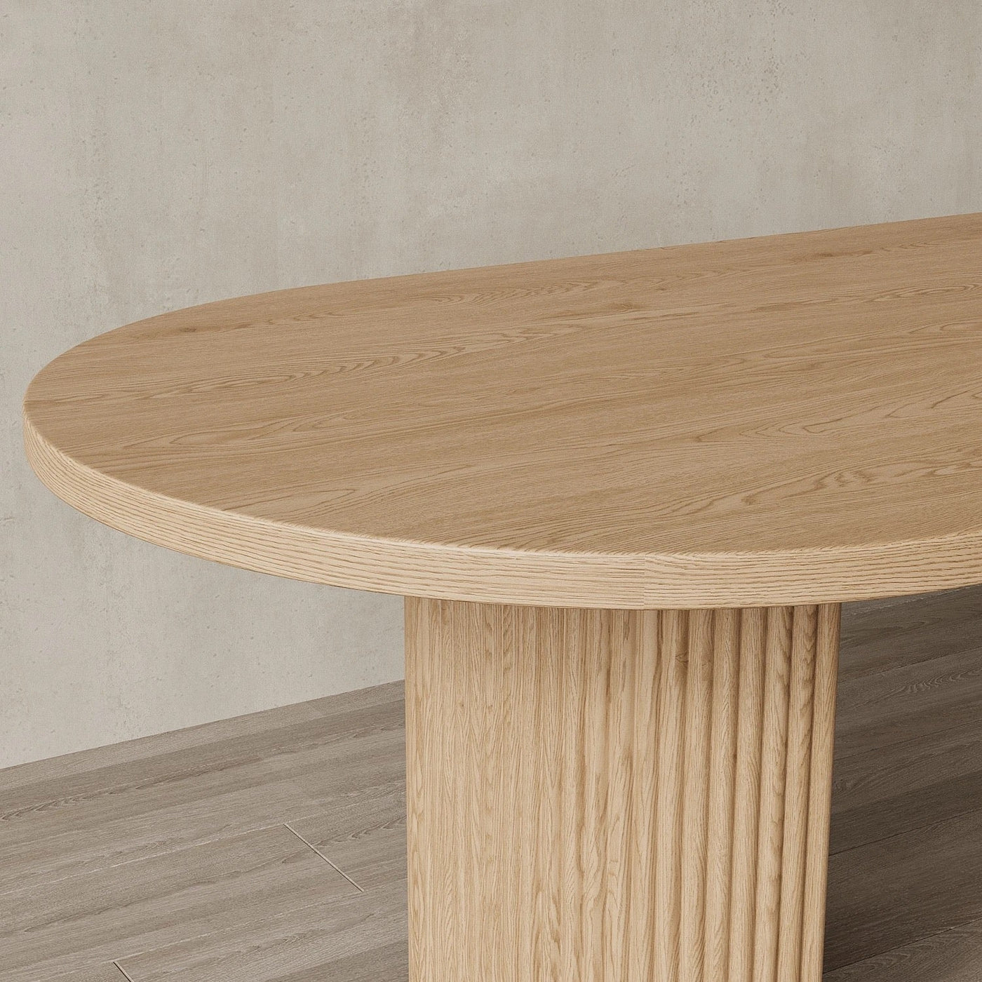 Modern Oak Dining Table | Minimalist Oval Wood Table with Fluted ...