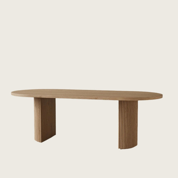 Modern Oak Dining Table | Minimalist Oval Wood Table with Fluted ...