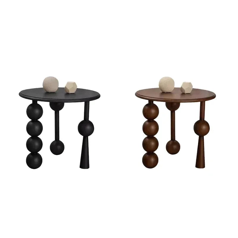 Modern Round Side Table with Unique Ball Legs – Black and Brown Options ...