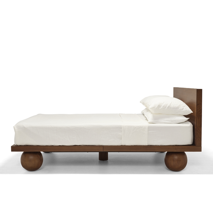 Modern Solid Wood Platform Bed Frame with Round Ball Legs | Japandi ...
