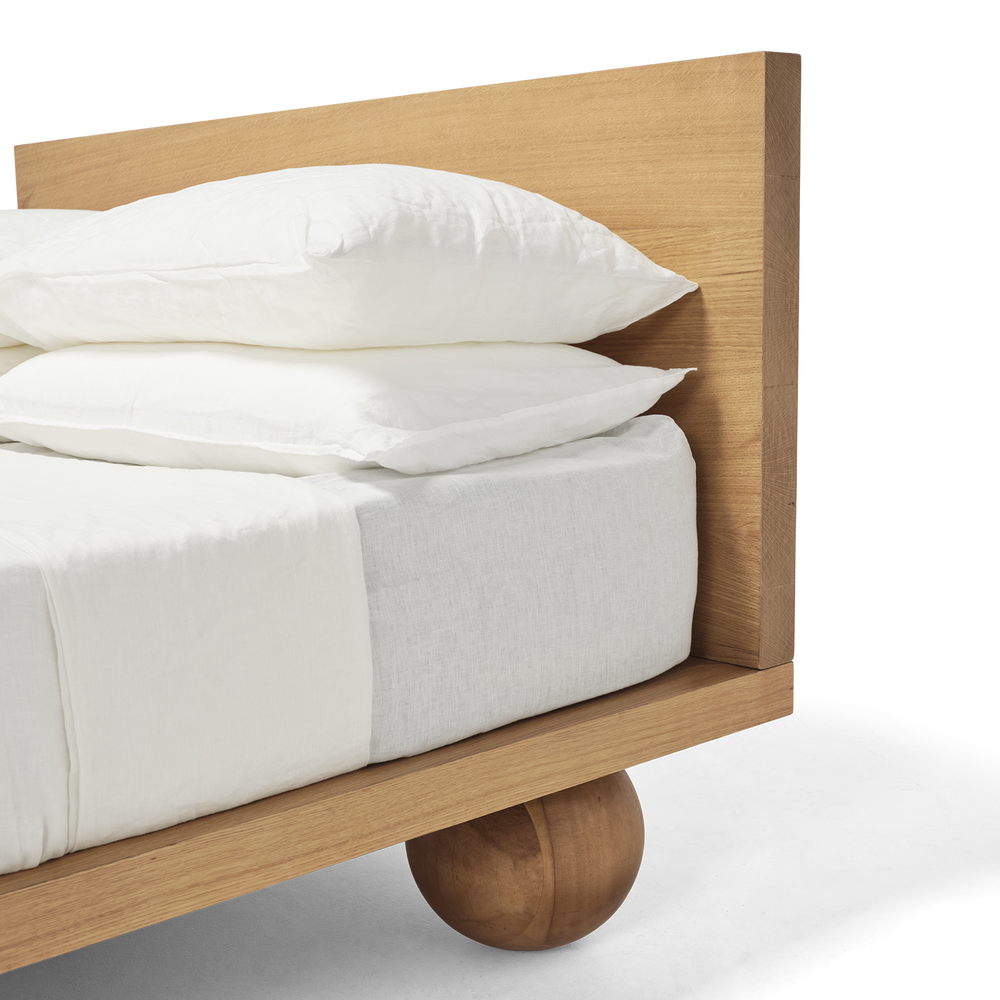 Modern Solid Wood Platform Bed Frame with Round Ball Legs | Japandi ...